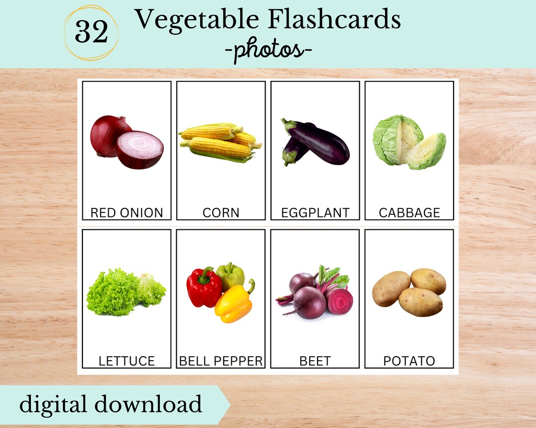 Vegetable Photo Flashcards, Digital Download - Etsy