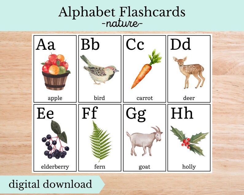 Nature Alphabet Flashcards, Digital Download - Etsy