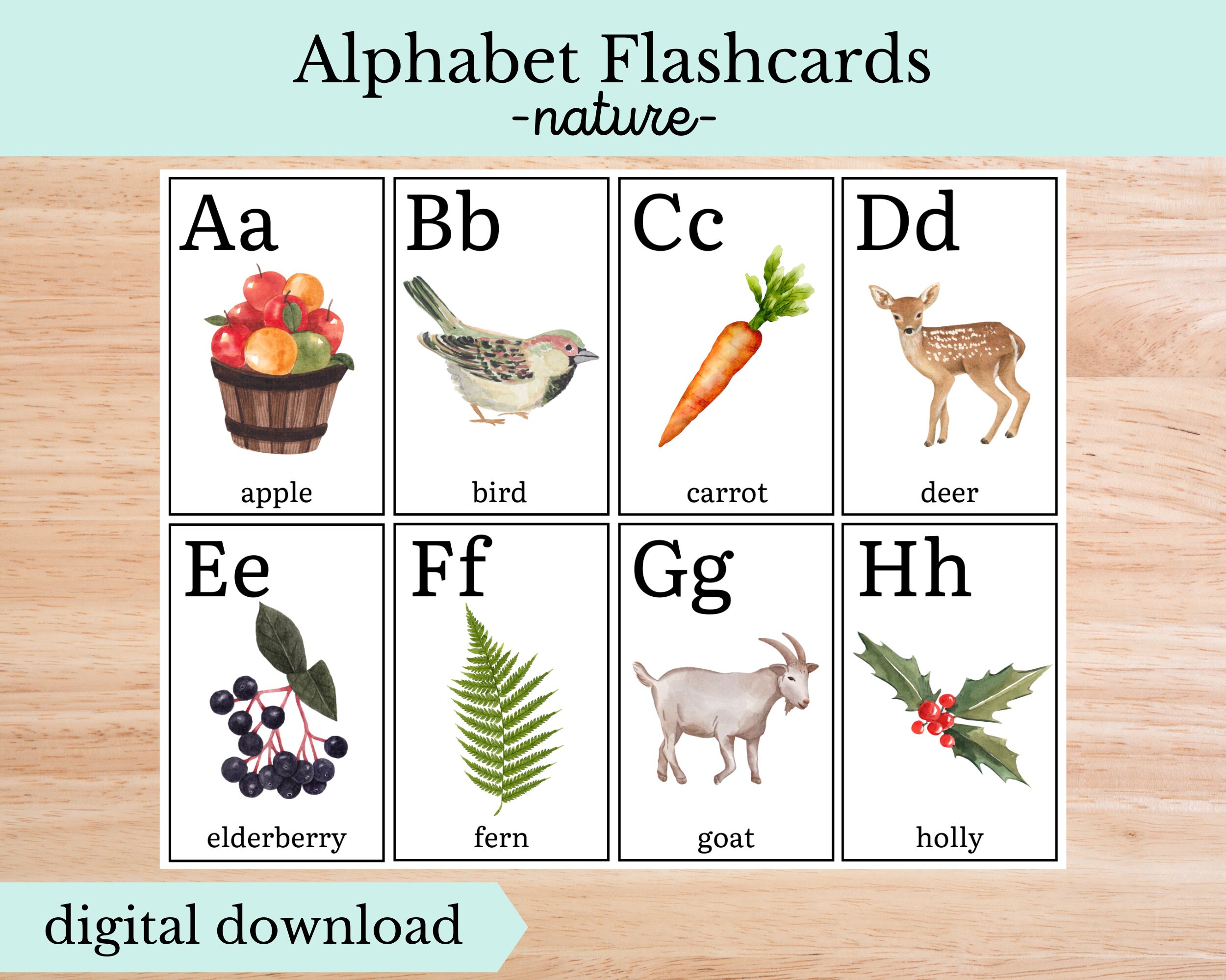 Nature Alphabet Flashcards, Digital Download - Etsy