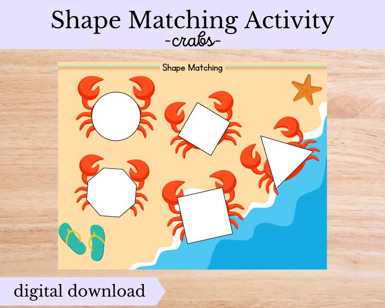 Shape Matching Activity, Crabs on the Beach, Digital Download - Etsy