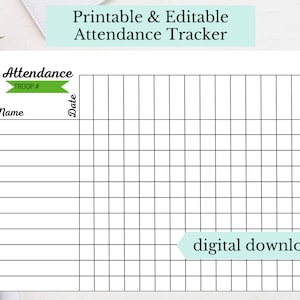 Girl Scout Attendance Tracker, Editable, Digital Download - Etsy