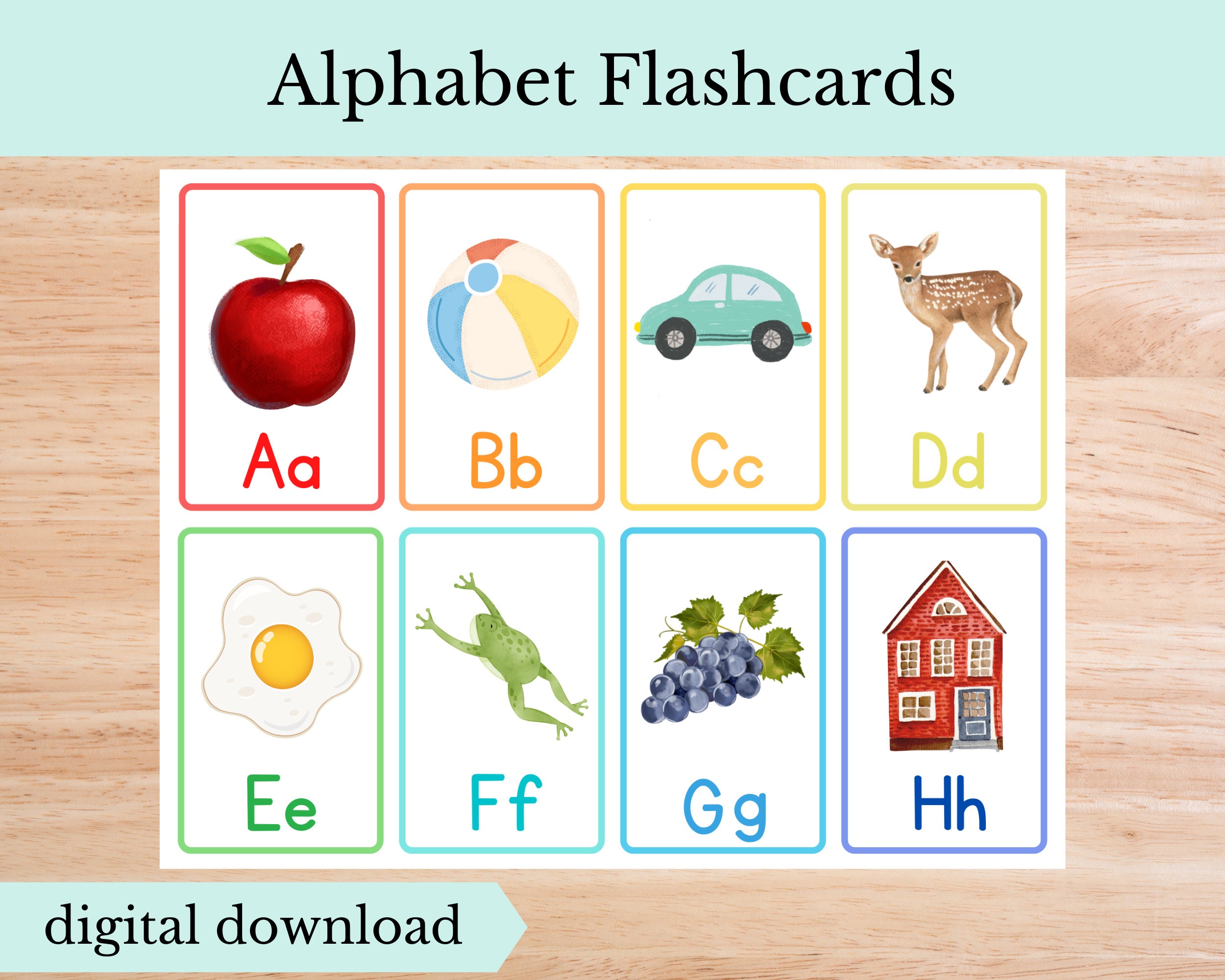 Alphabet Flashcards With Illustrations, Digital Download - Etsy