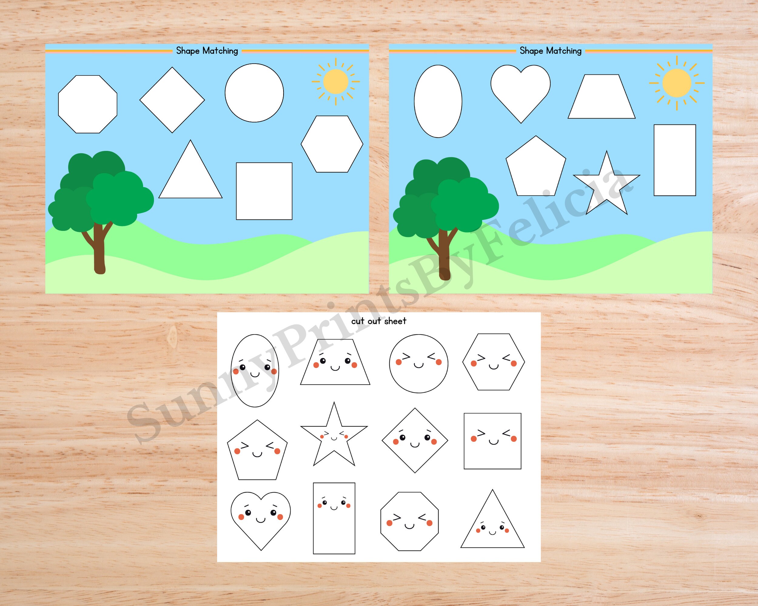 Shape Matching Activity, Clouds, Digital Download - Etsy