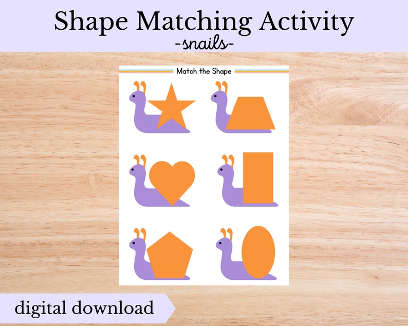 Shape Matching Activity, Snail Shell, Digital Download - Etsy