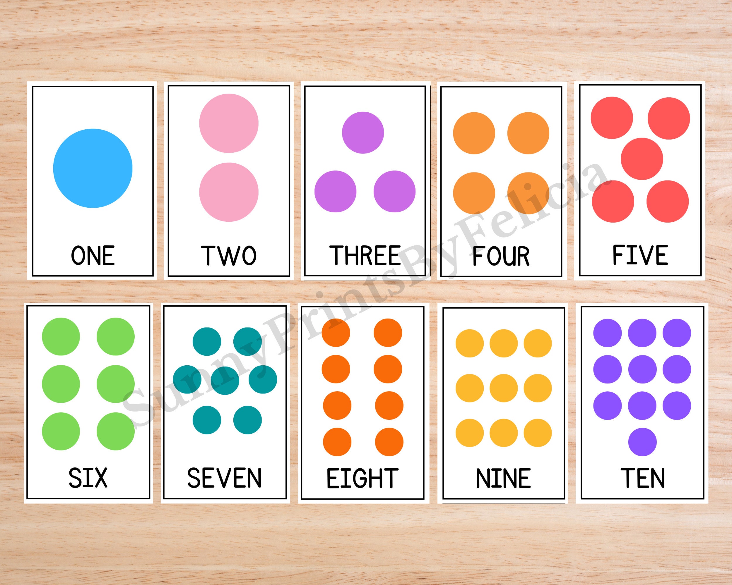 10 Number Flashcards, Digital Download - Etsy
