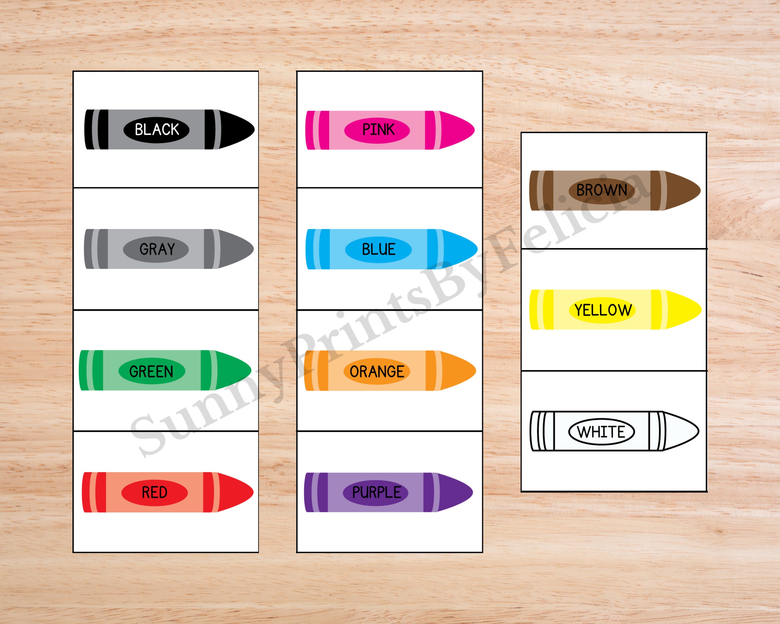 Color Flashcards, Crayons, Digital Download - Etsy