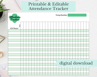 Girl Scout Attendance Tracker, Editable, Digital Download - Etsy