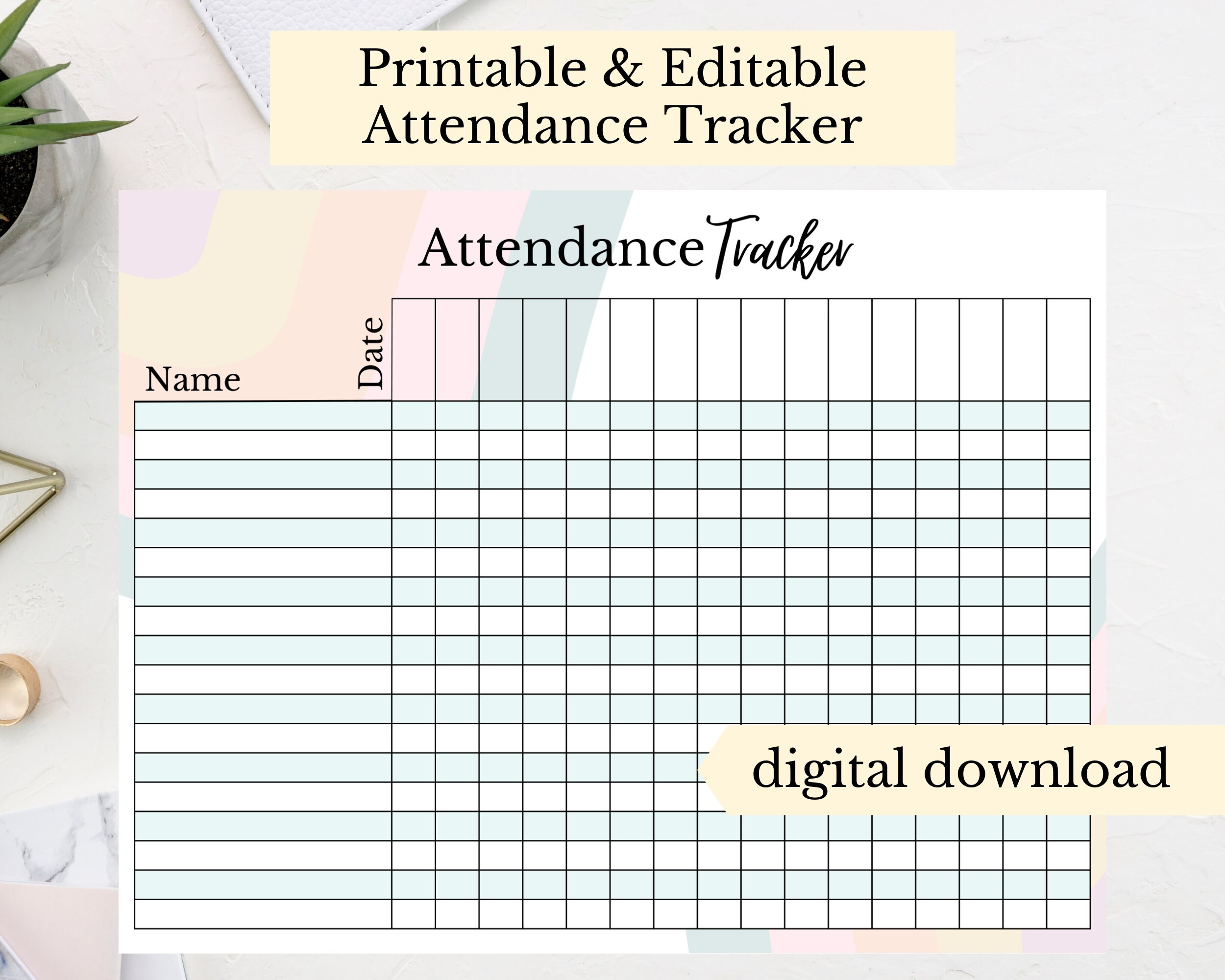 Attendance Tracker, Editable, Digital Download - Etsy