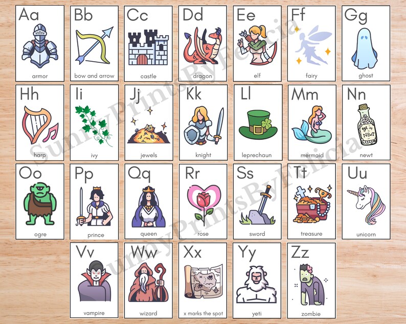 Fantasy Alphabet Flashcards, Digital Download - Etsy