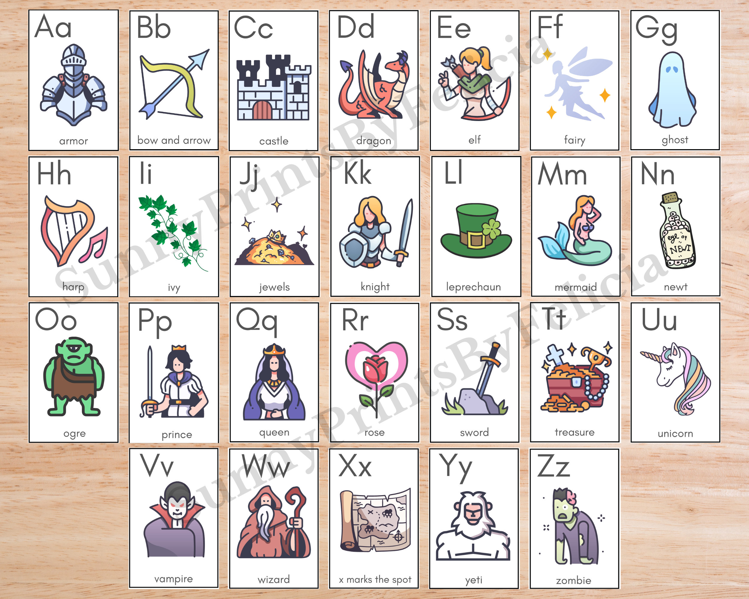 Fantasy Alphabet Flashcards, Digital Download - Etsy