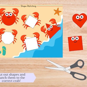 Shape Matching Activity, Crabs on the Beach, Digital Download - Etsy
