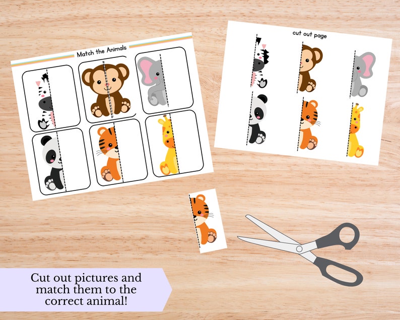 Animal Matching Activity, Digital Download - Etsy