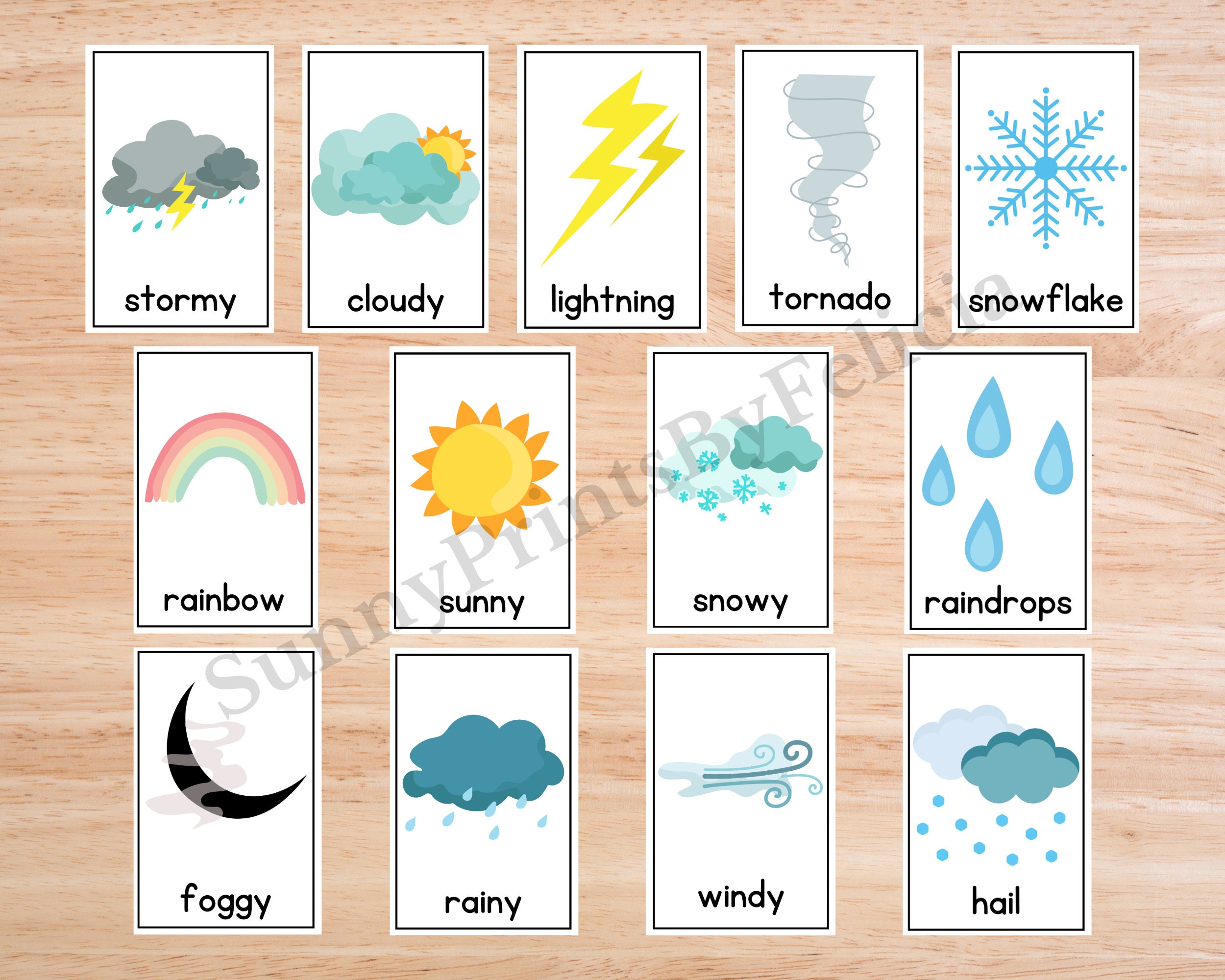 Weather Flashcards, Digital Download - Etsy