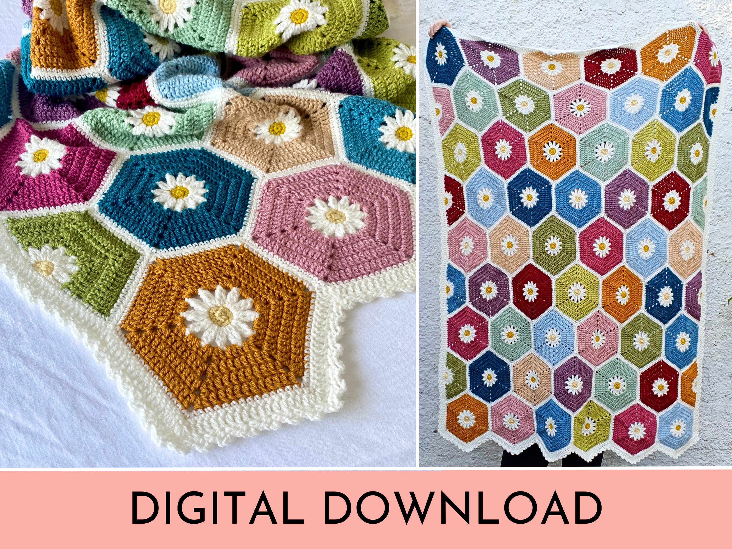 Hexadaisy Crochet Blanket Pattern (US & UK Terms) PDF Digital Download ...