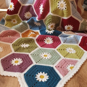 Hexadaisy Crochet Blanket Pattern (US & UK Terms) PDF Digital Download ...
