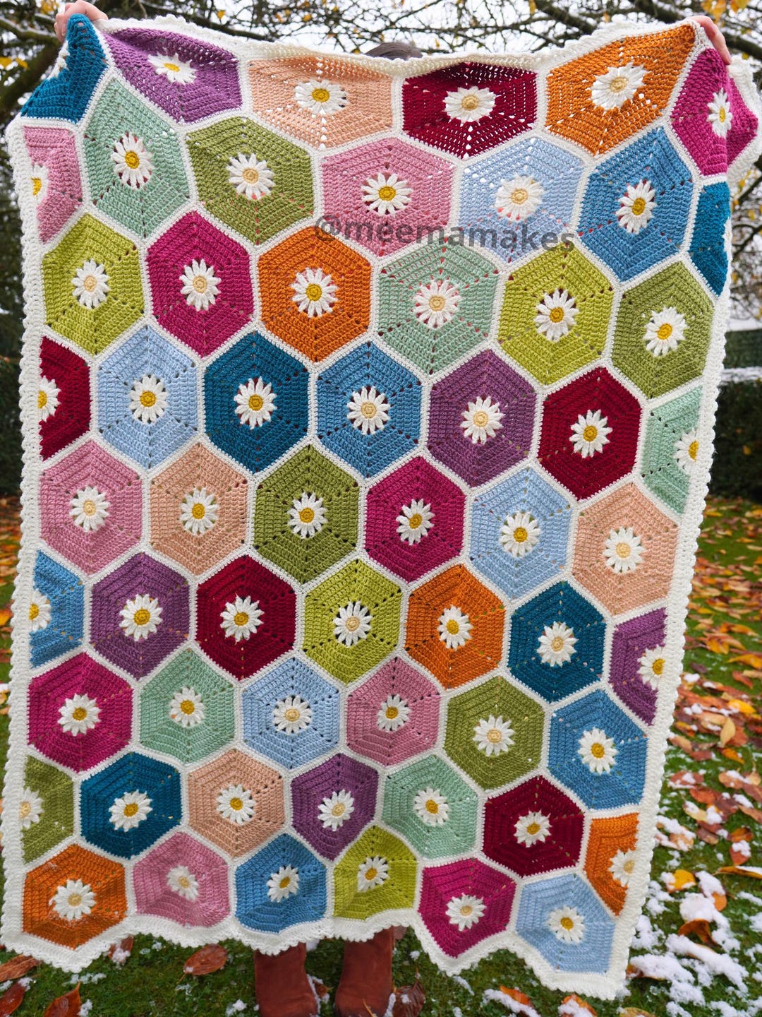 Hexadaisy Crochet Blanket Pattern by Meema Makes ®, Crochet Daisy ...