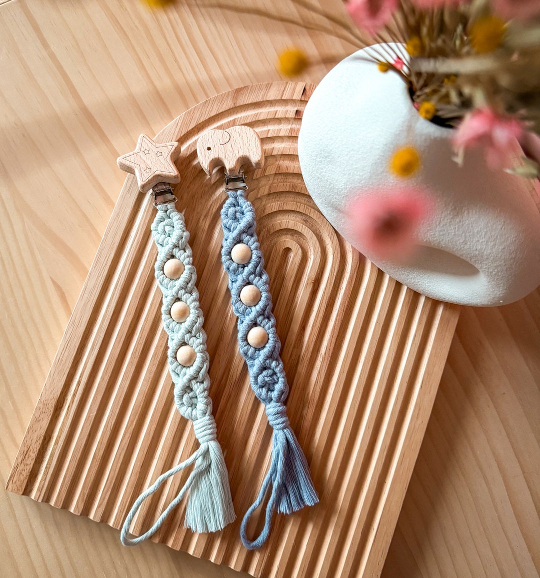 Pacifier Clip Macramé Pacifier Cord Handmade Pacifier Clip Baby Shower ...