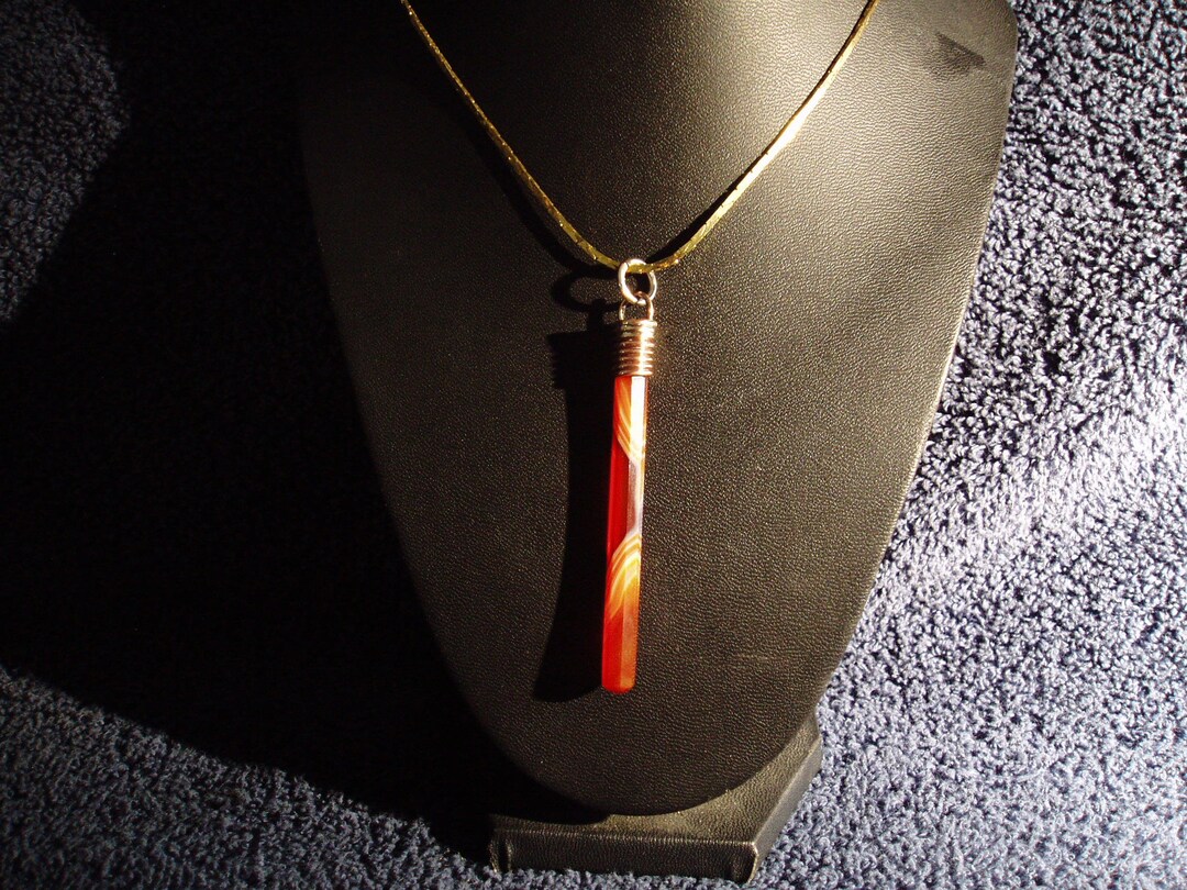 Straight Line Stone Necklace, Red Gemstone Pendant, Simple Jewelry ...
