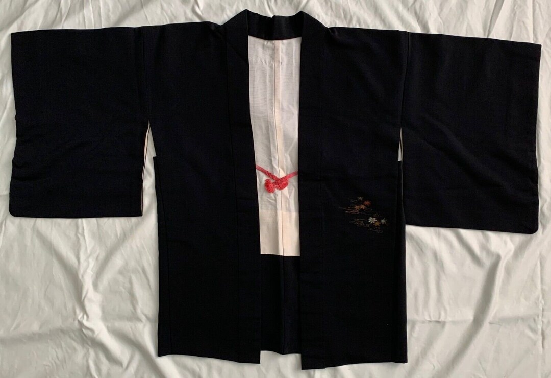 Japanese Handmade Black Silk Haori Jacket - Etsy