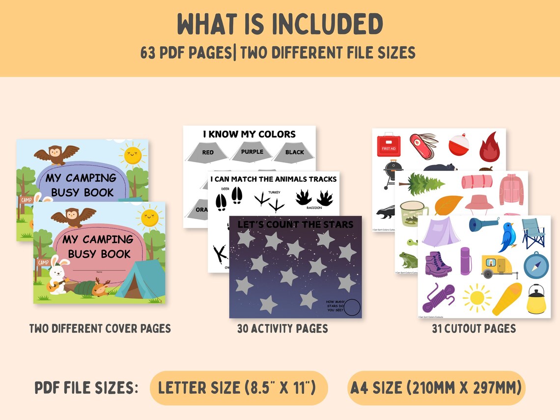 Camping Busy Book Printable - Montessori Activity Binder for Toddlers ...
