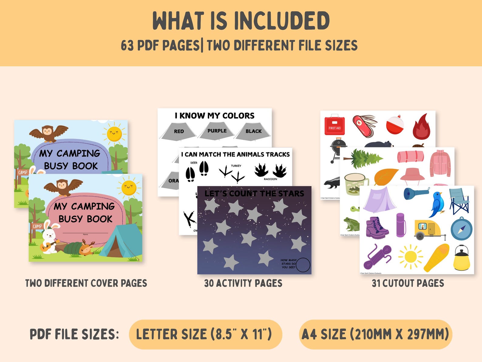 Camping Busy Book Printable - Montessori Activity Binder for Toddlers ...