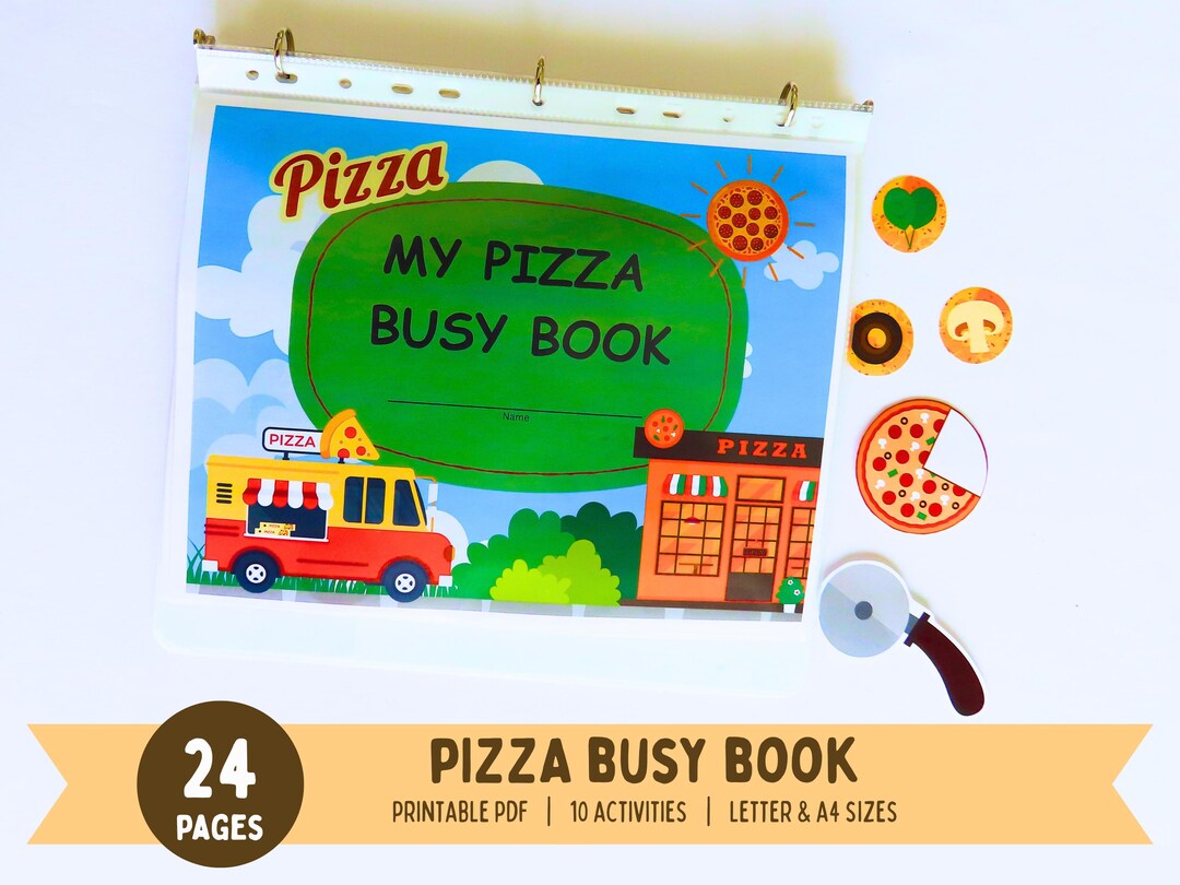 Pizza Busy Book Printable - Toddler Learning Food Binder - Preschool ...