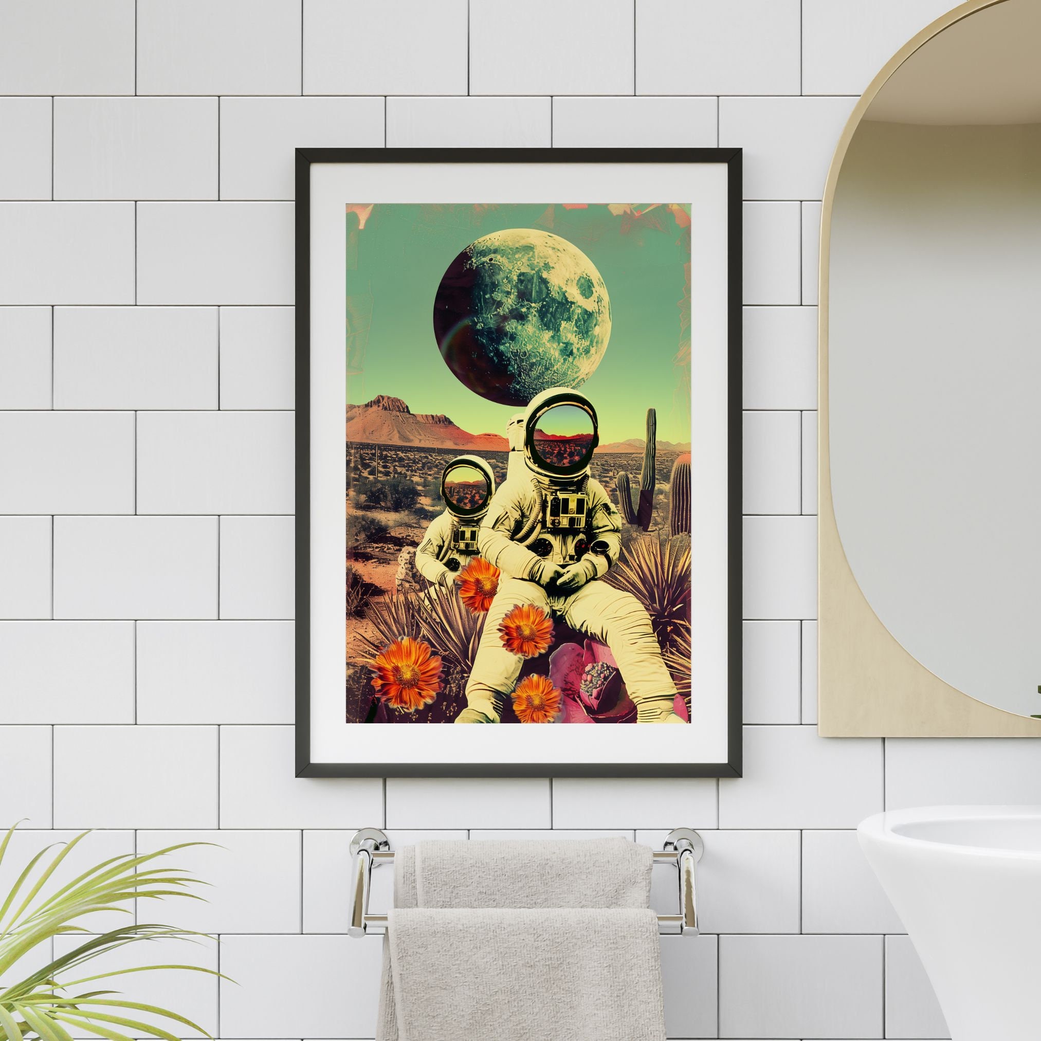 Surreal Alien World Astronauts Art Print, Psychedelic Wall Art, Retro ...