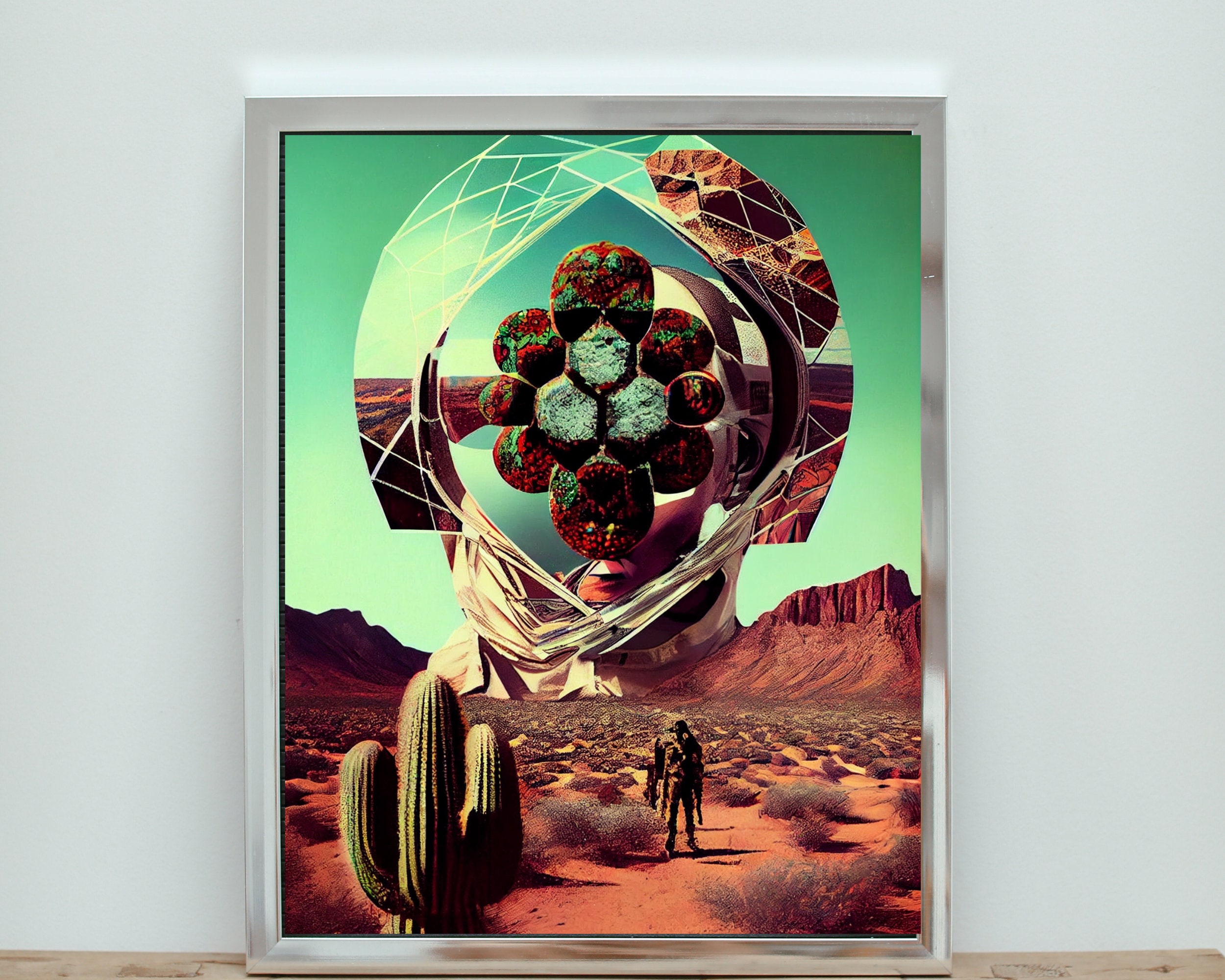 Psychedelic Retro Spaceman Art Print, Vintage Trippy Desert Wall Art ...