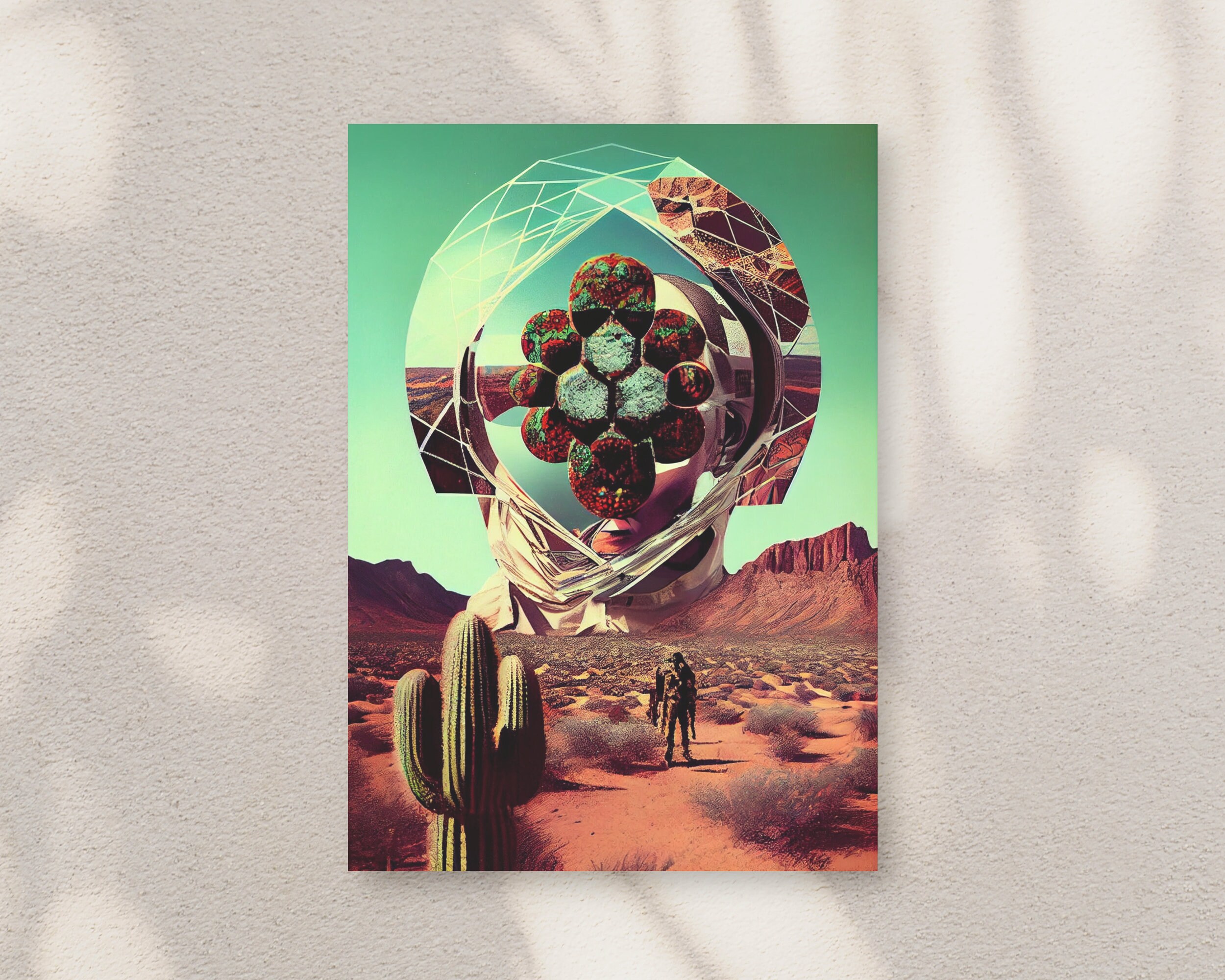 Psychedelic Retro Spaceman Art Print, Vintage Trippy Desert Wall Art ...