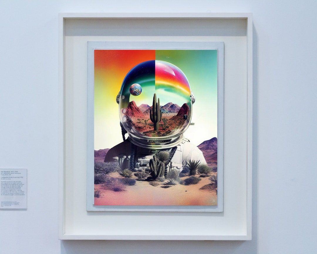Psychedelic Rainbow Spaceman Art Print, Psychedelic Astronaut Wall Art ...