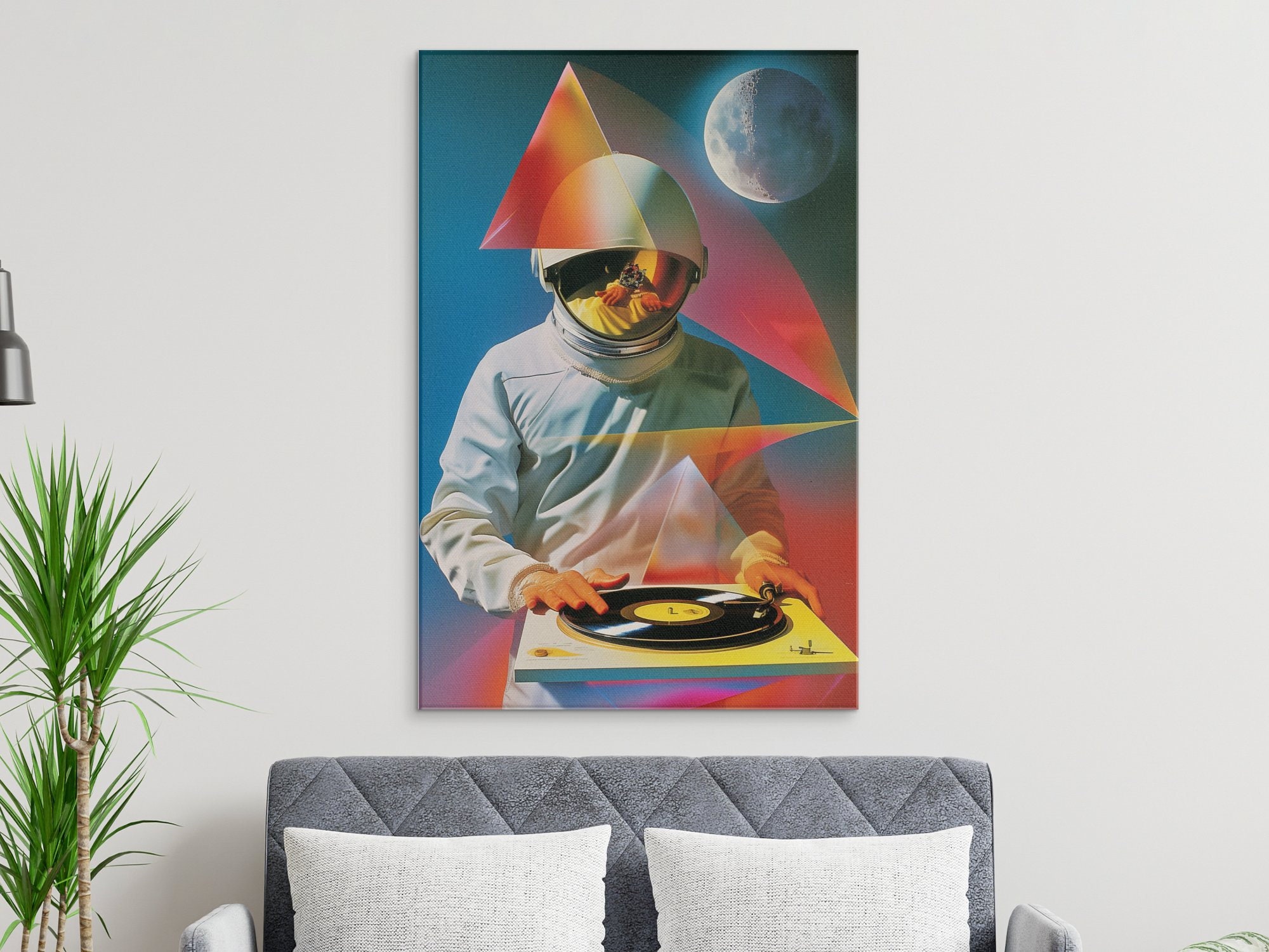 Retro Astronaut DJ Wall Art, Space Themed Music Poster, Futuristic ...
