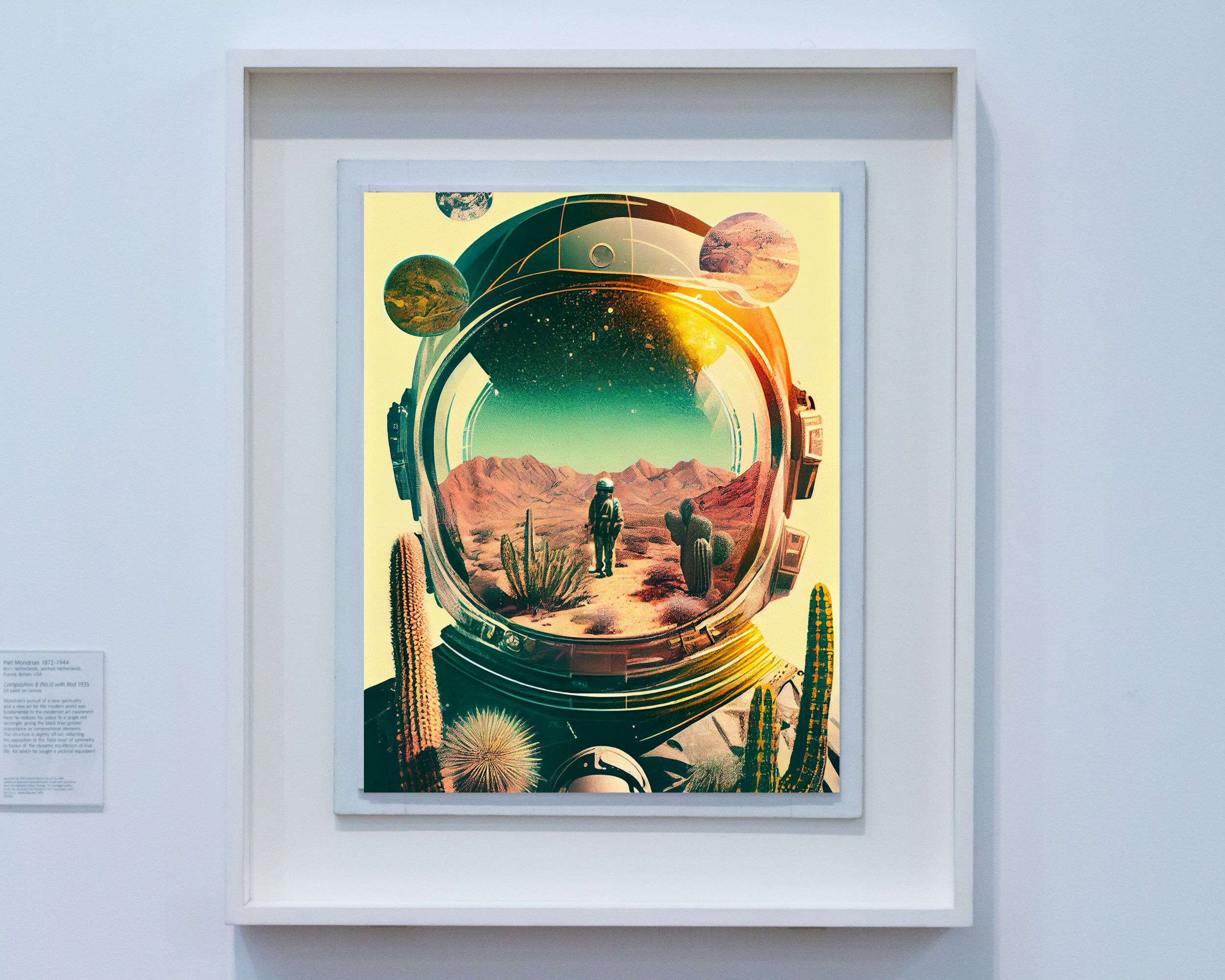 Surreal Astronaut Helmet Art Print, Psychedelic Wall Art, Retro Sci-fi ...