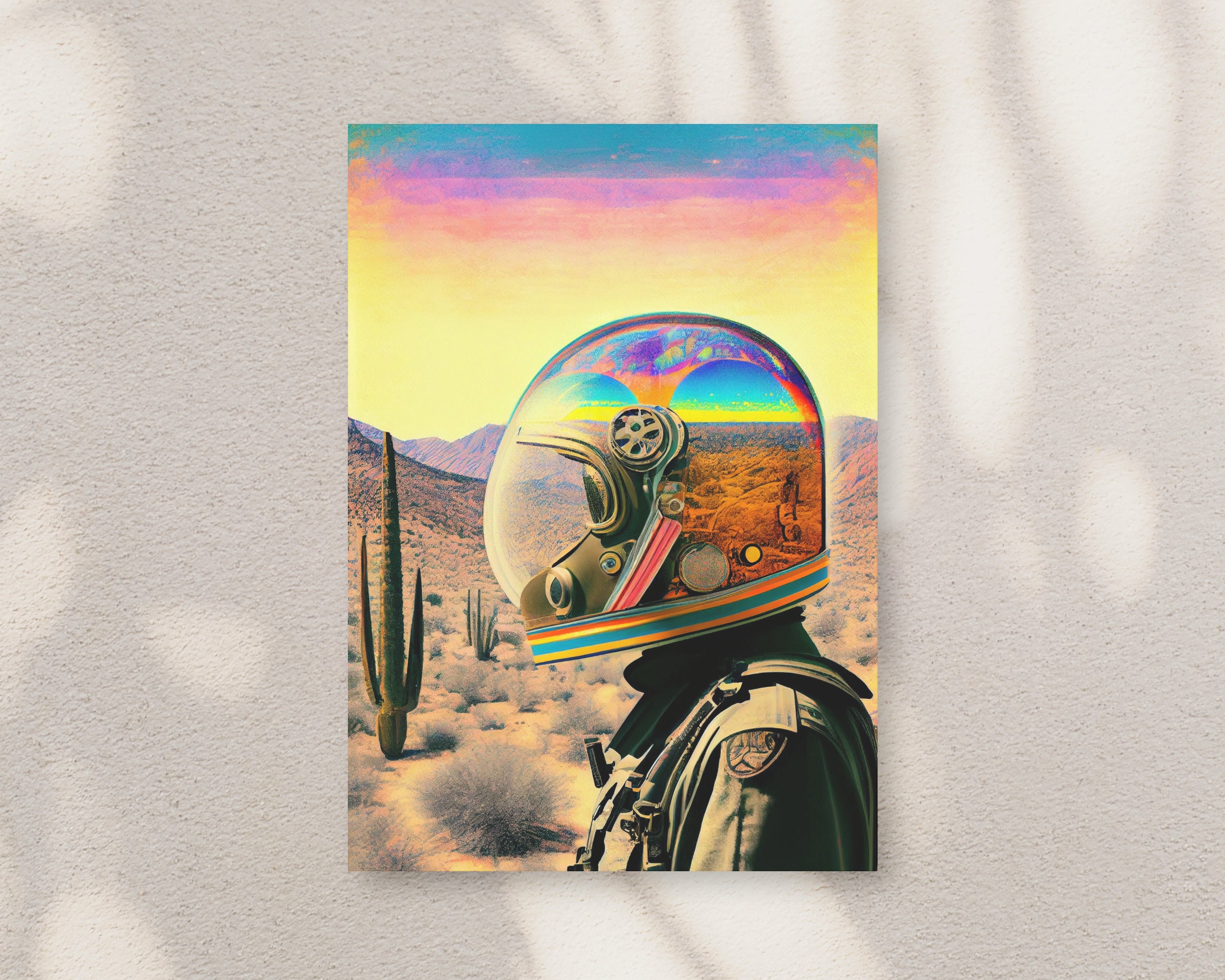 Spaceman in Surreal Desert Art Print, Psychedelic Psychonaut Wall Art ...