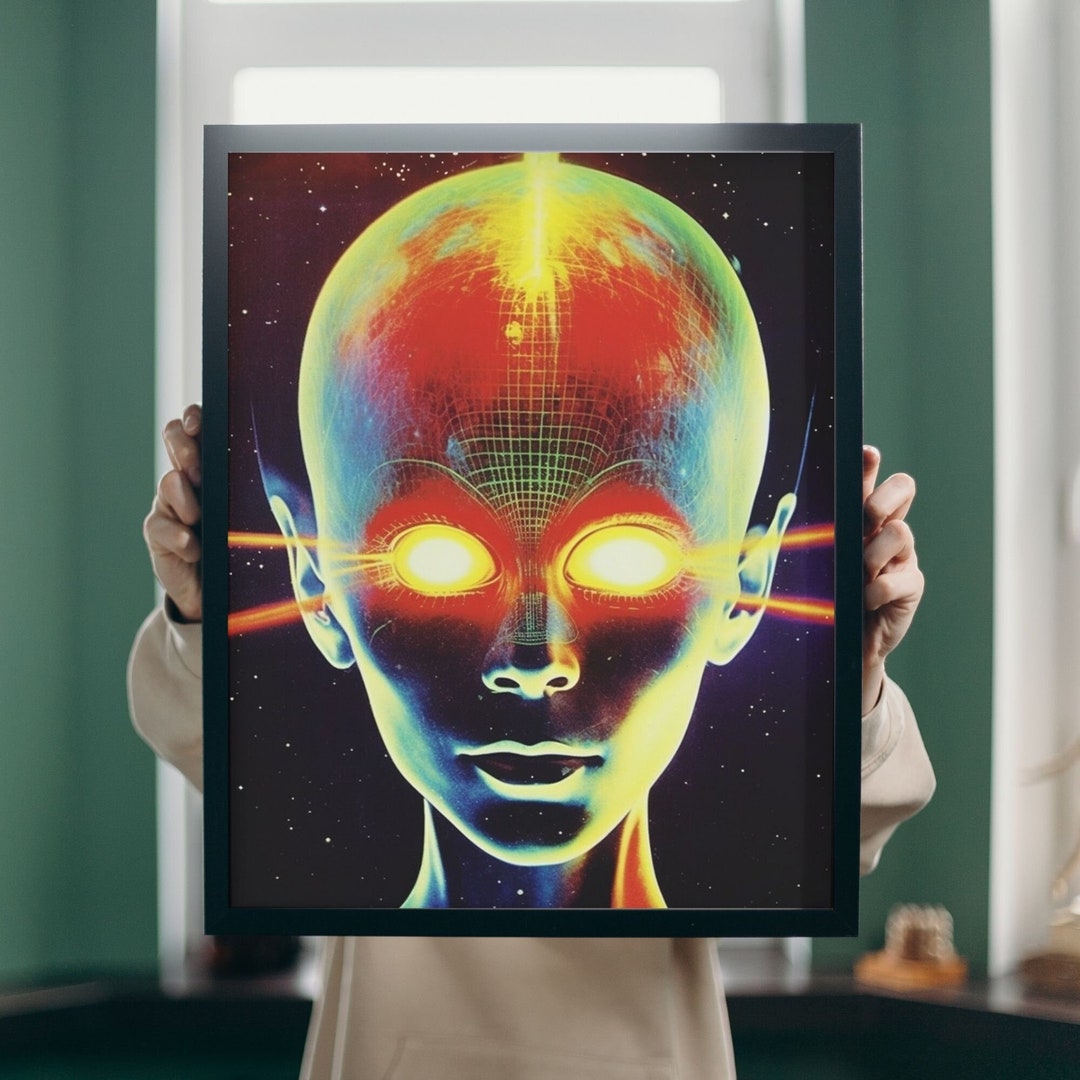 Vintage Style Sci-fi Alien Head Art Print, Retro Extraterrestrial ...