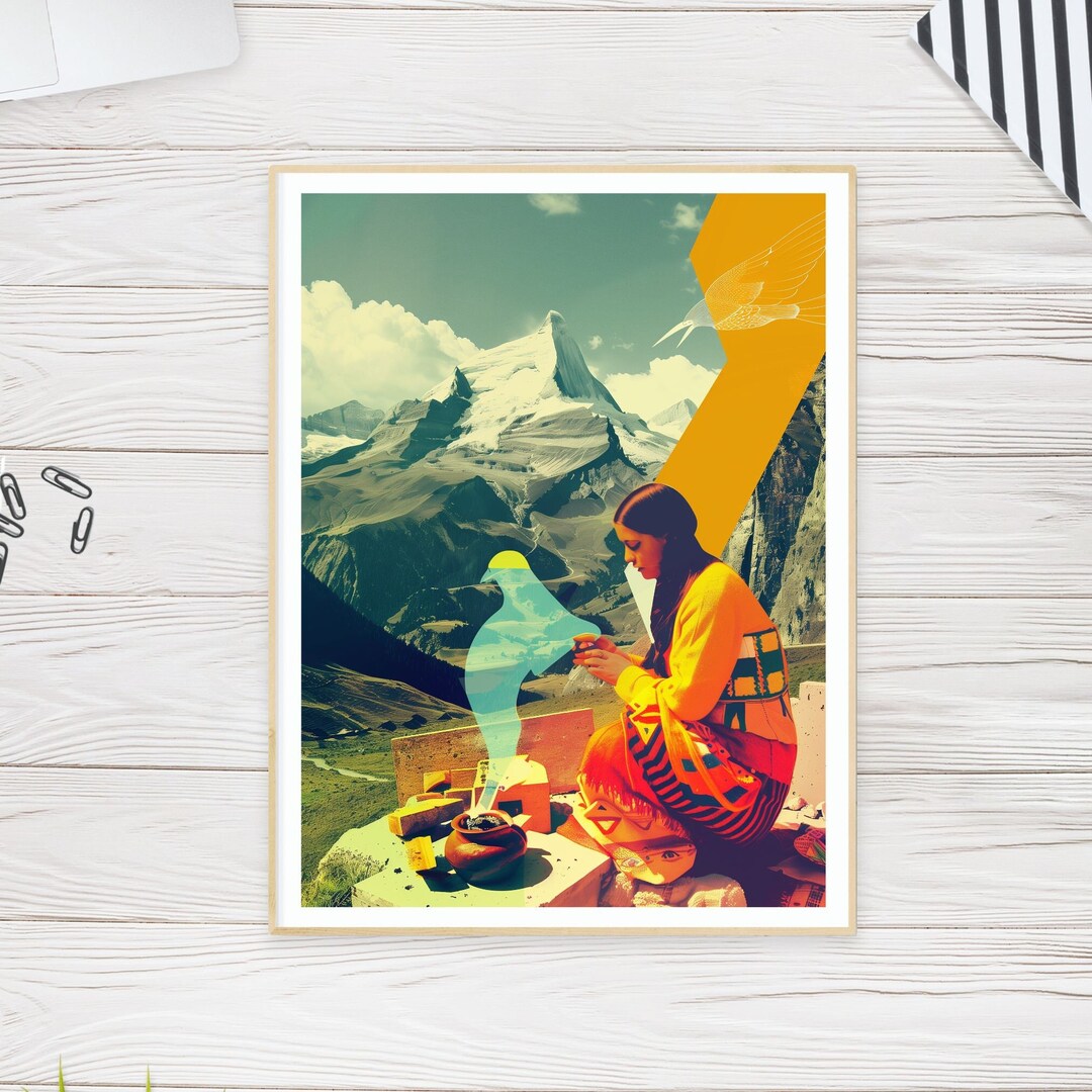 Peruvian Incan Ayahuasca Ceremony Vintage Surreal Art Print, Retro ...