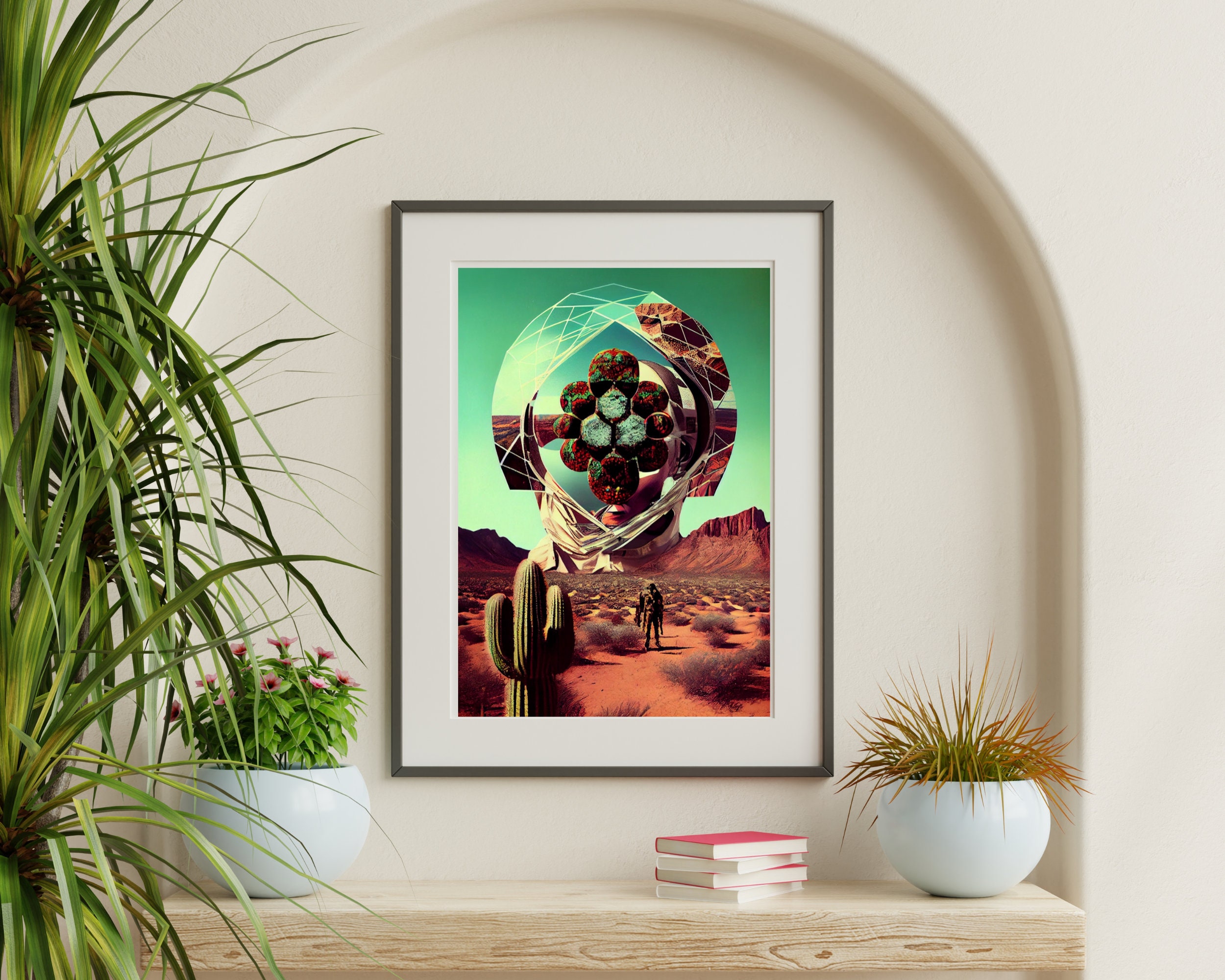 Psychedelic Retro Spaceman Art Print, Vintage Trippy Desert Wall Art ...