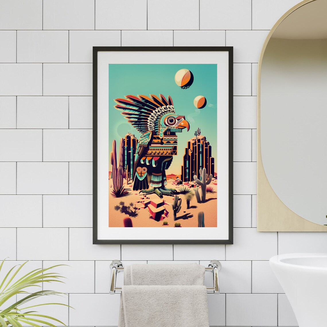 Tribal Desert Bird Art Print: Spirit of the Southwest, Aztec Native ...