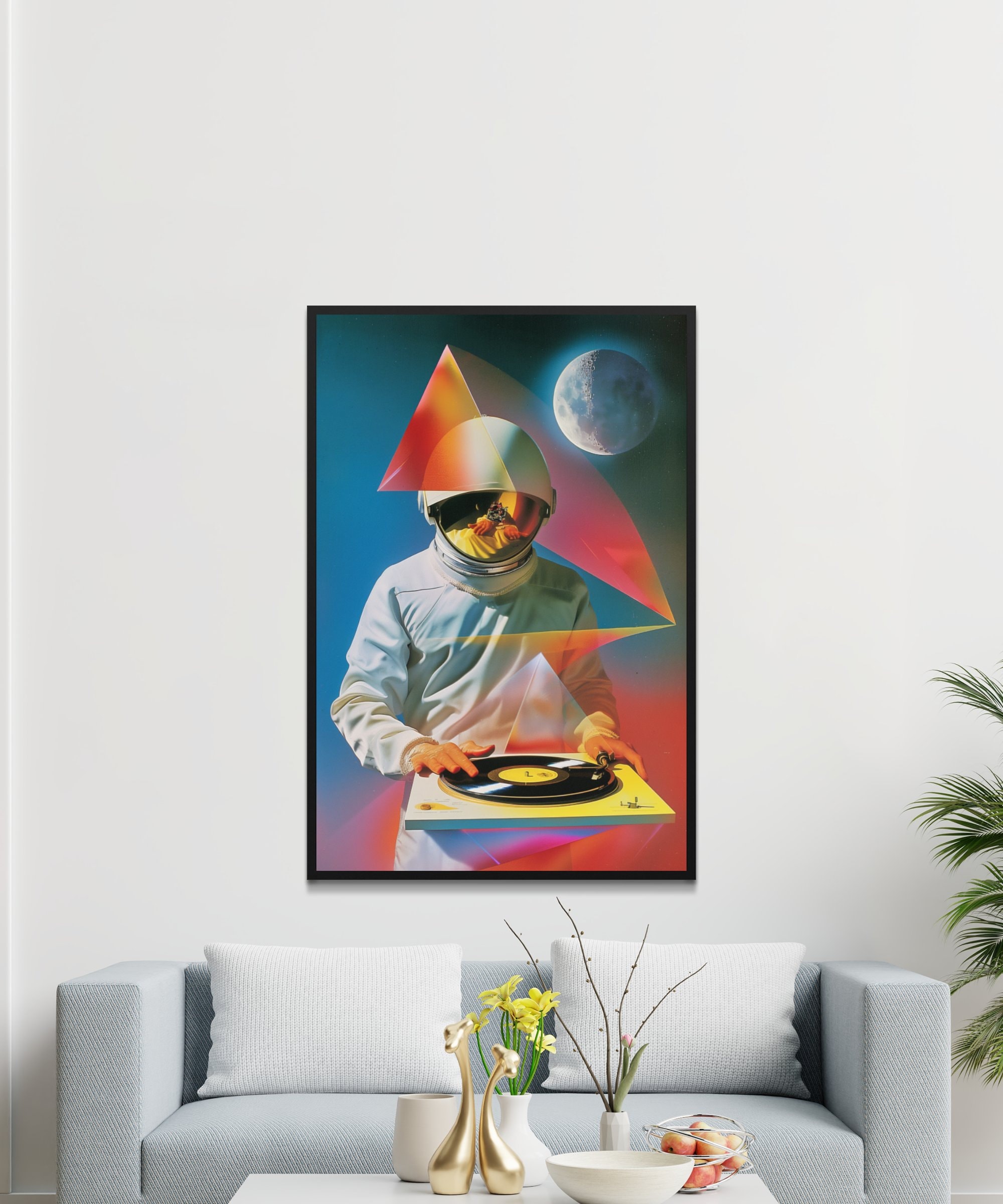 Retro Astronaut DJ Wall Art, Space Themed Music Poster, Futuristic ...