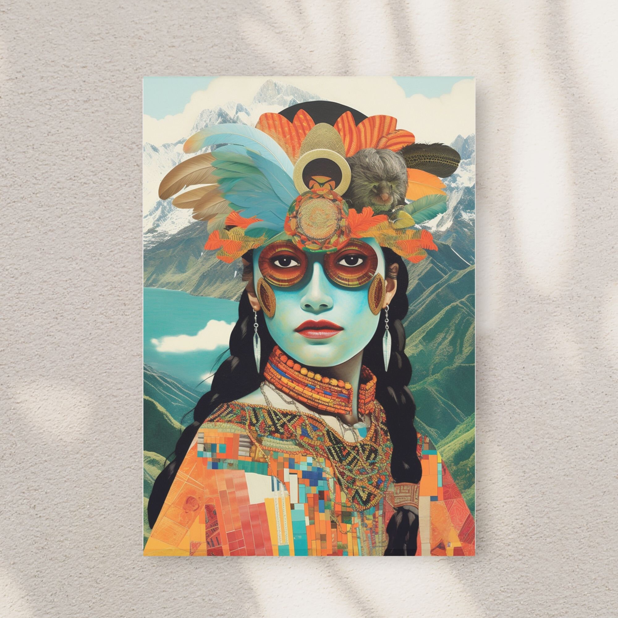 Vintage Peruvian Shaman Art Print, Vintage Trippy Surreal Wall Art ...