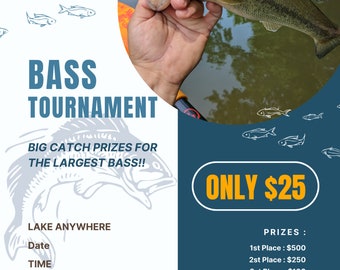 Digital Fishing Tournament Flyer Template - Editable Canva Design ...