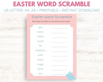 Easter Word Scramble, Printable Easter Games for Kids, Printable Easter ...