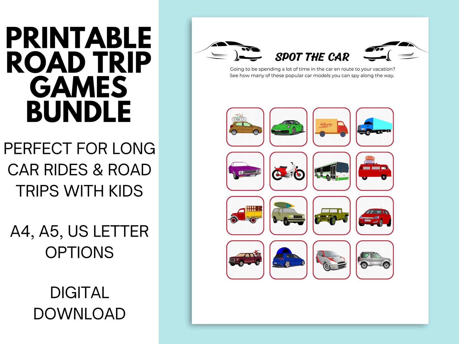 Printable Road Trip Games Bundle | Car Ride Games & Activities for Kids ...