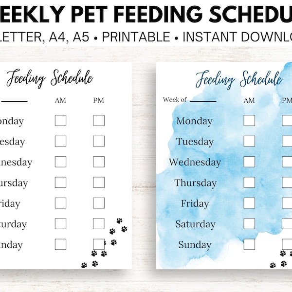 Dog Feeding Schedule - Etsy