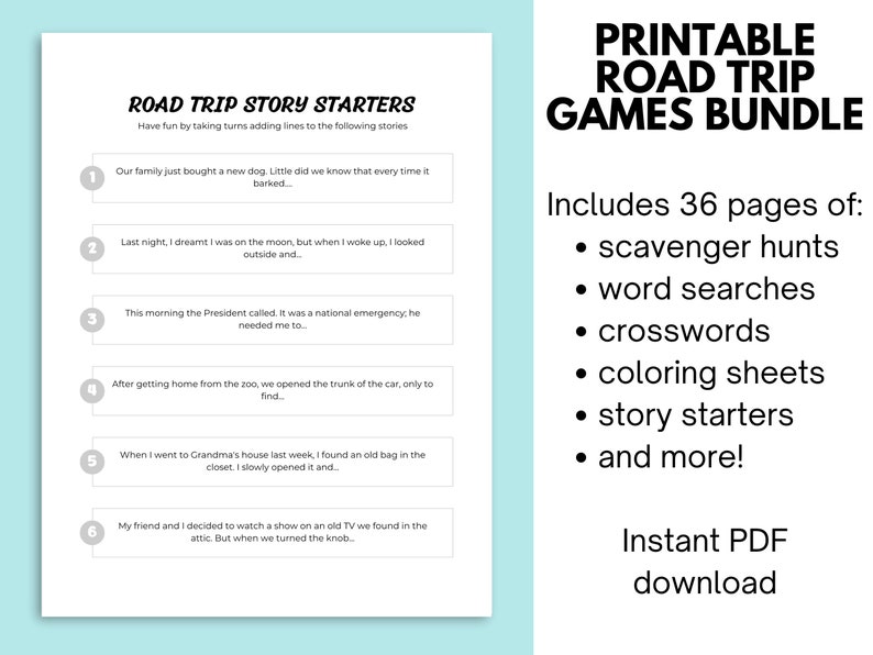 Printable Road Trip Games Bundle Car Ride Games & Activities - Etsy