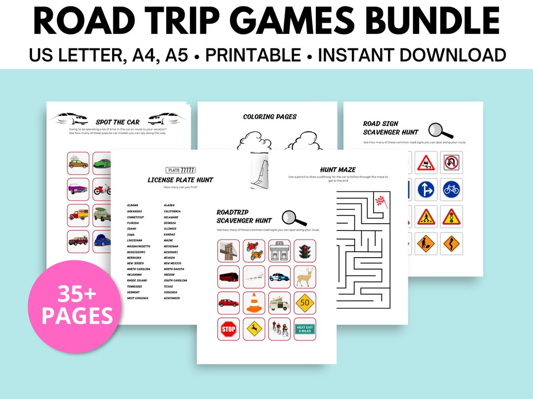Printable Road Trip Games Bundle | Car Ride Games & Activities for Kids ...
