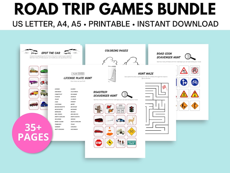 Printable Road Trip Games Bundle | Car Ride Games & Activities for Kids ...