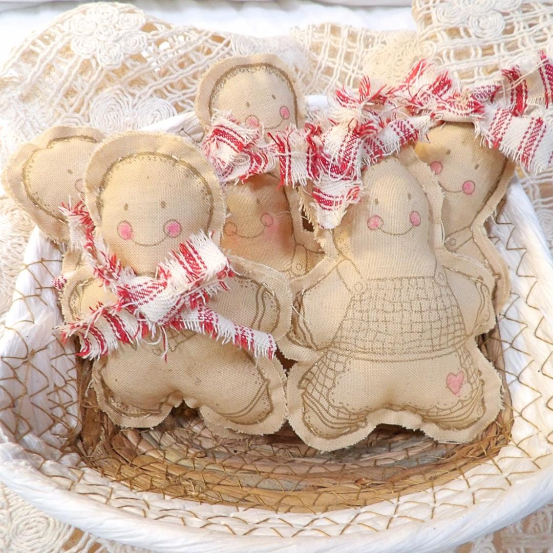 Gingerbread Men Bowl Fillers Coffee Dyed Cotton Muslin Cinnamon Filled ...