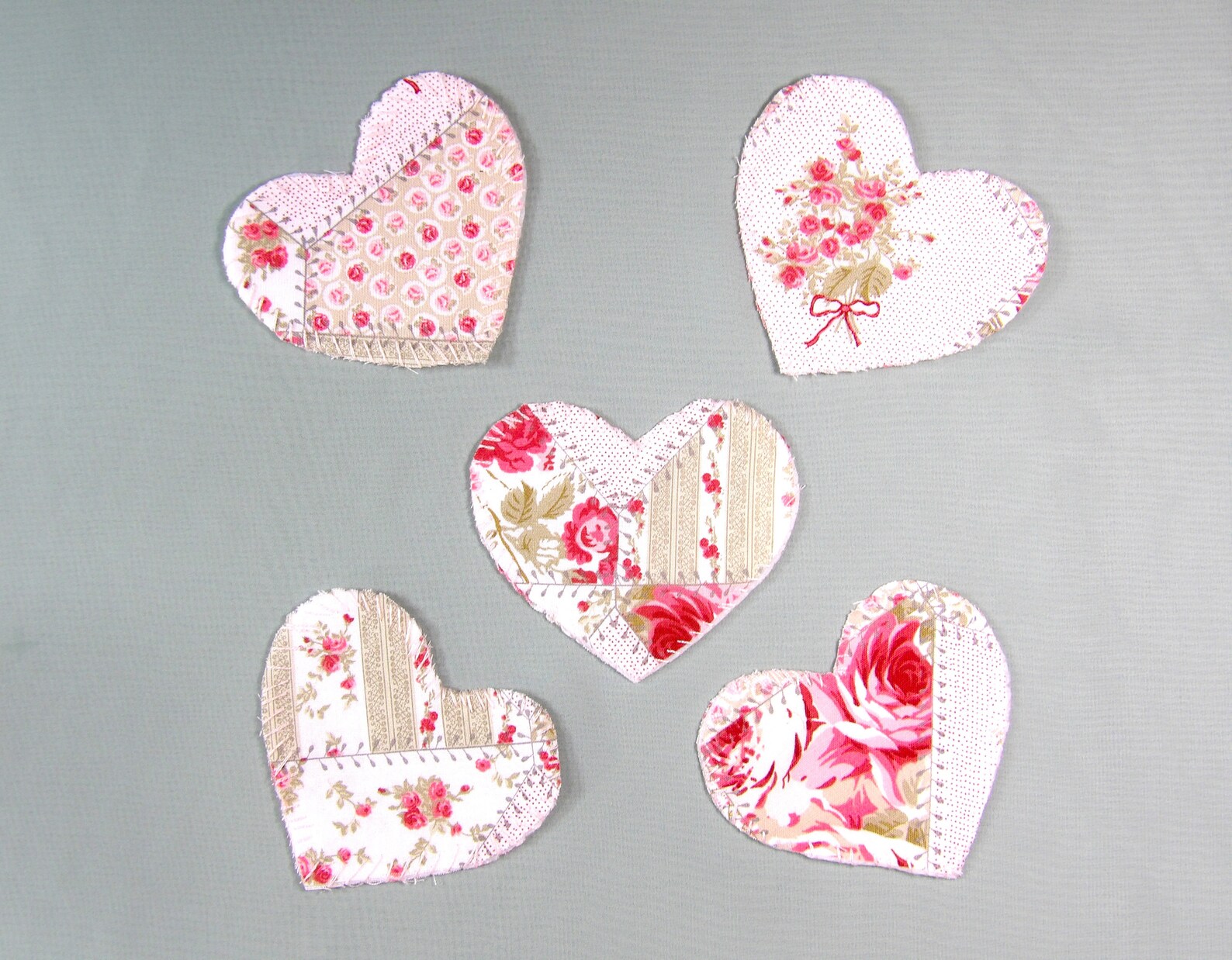 Set of 5 Penny Rug Hearts Appliques Bowl Fillers Card Inserts Package ...