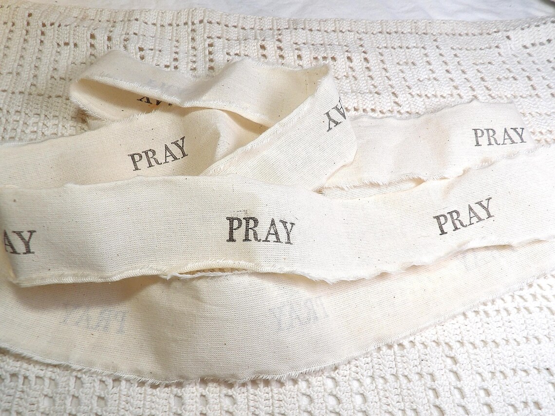 Ribbon 1 Yards Hand Torn Frayed Cotton Muslin Ribbon PRAY Ribbon ...