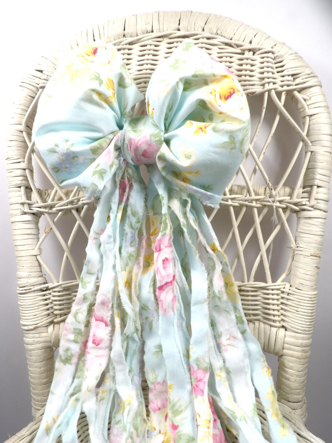 Frayed Cotton Ribbon Bow Cottage Core Home Decor Hand Torn Ribbon Bow ...